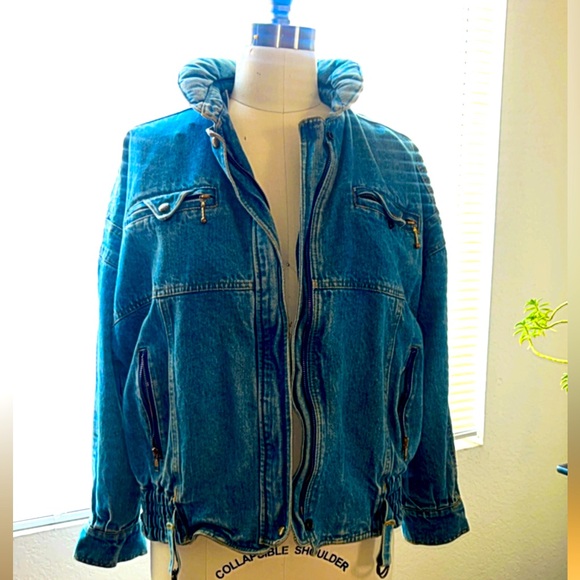 Jackets & Coats | Retro Denim Jacket With Popped Collar And Zipper ...
